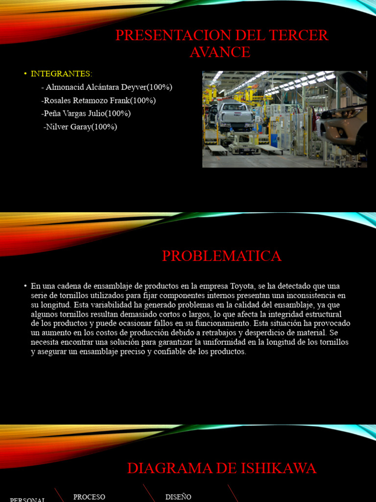 Presentacion (Tercer Avance) O. | PDF | Calidad (comercial) | Tornillo