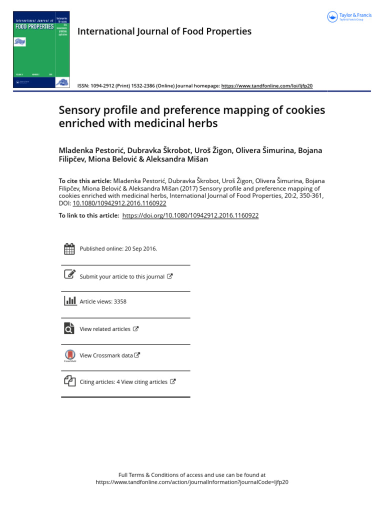 Sensory Profile and Preference Mapping of Cookies Enriched With ...