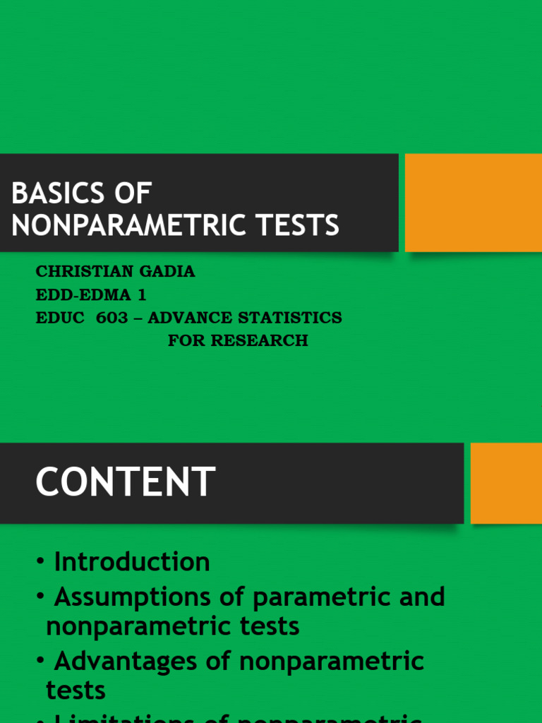 Basics of Non-Parametric Test | PDF | Nonparametric Statistics | Statistics