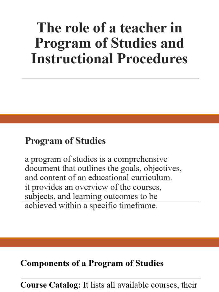 Program of Studies and Instructional Procedures ANDRE | PDF ...