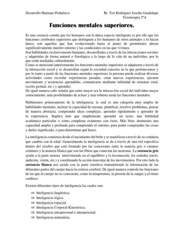 Funciones Mentales Superiores | PDF | Memoria | Aprendizaje