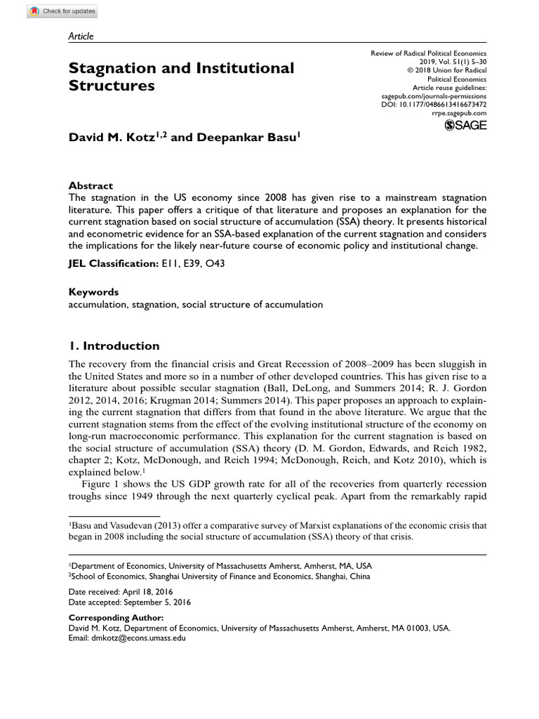 Stagnation and Institutional Structures | PDF | Economic Bubble | Economic Growth