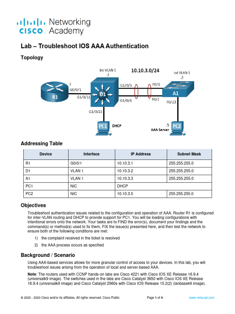 Troubleshoot IOS AAA Authentication Lab | PDF | Internet Protocols | Networking Standards