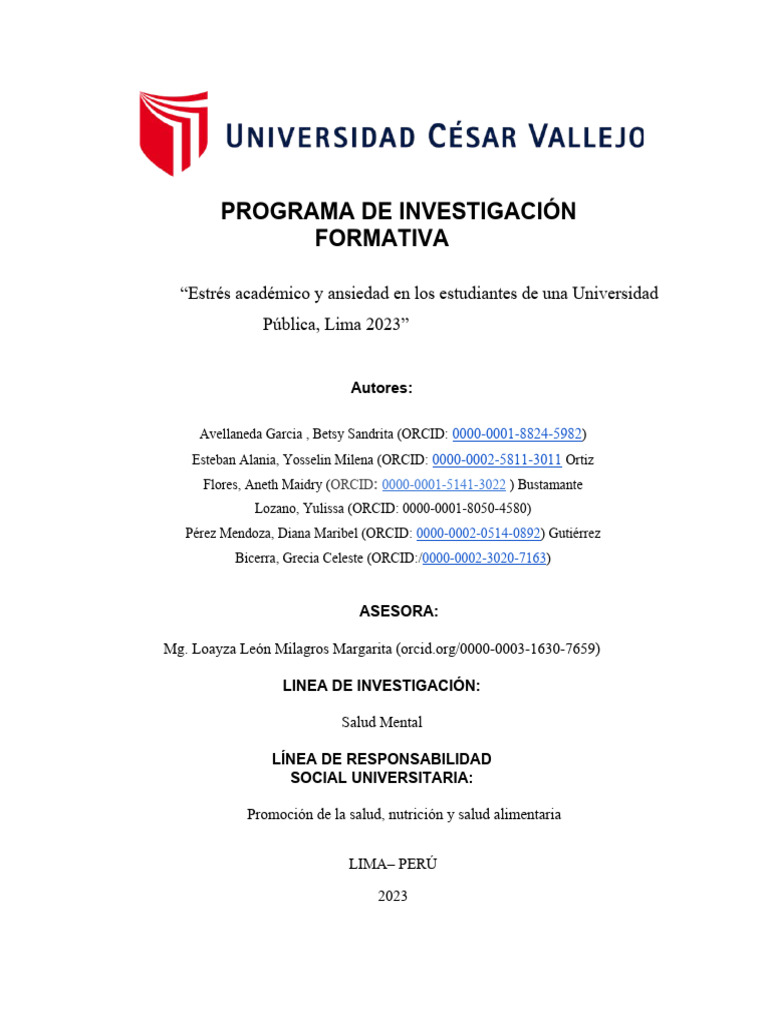 Grupo5-C4 Primer Avanse | PDF | Estrés (biología) | Ansiedad