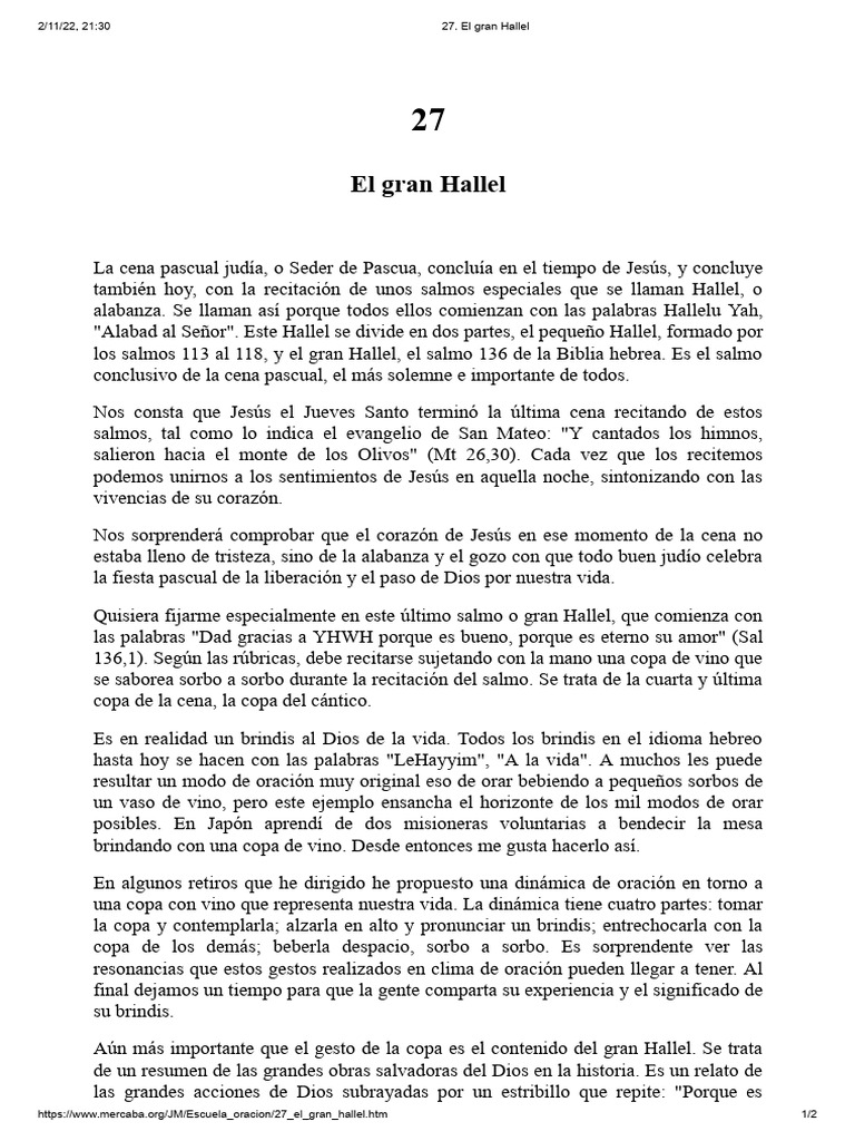 El Gran Hallel | PDF | Salmos | Amor