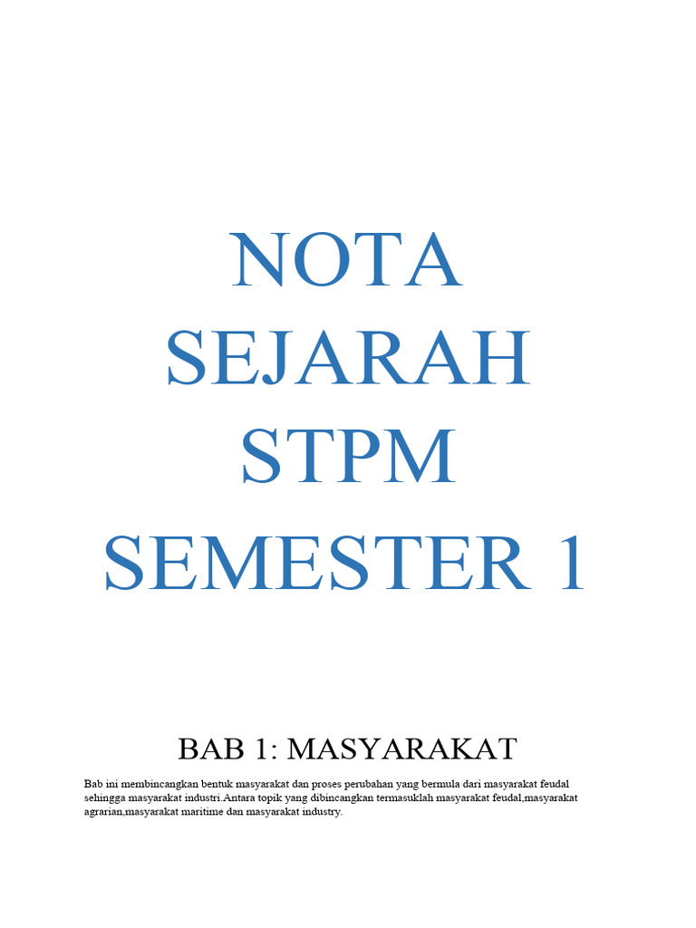 Nota Sejarah STPM | PDF