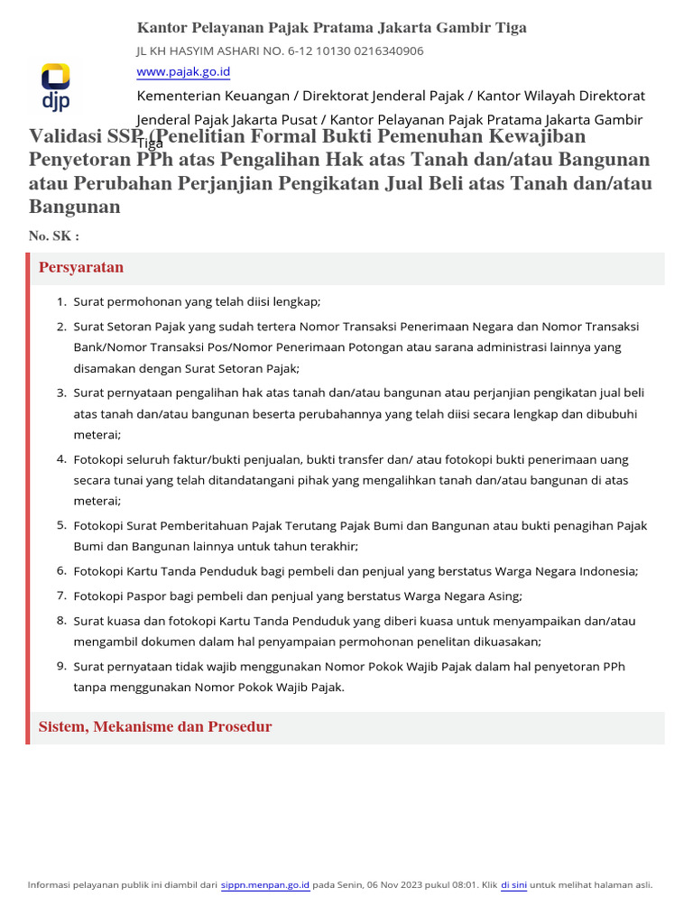 Unduh Standar Pelayanan - Validasi SSP (Penelitian Formal Bukti Pemenuhan Kewajiban Penyetoran ...