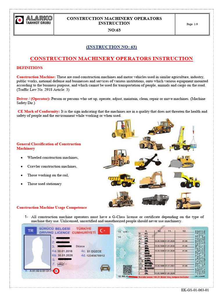 Construction Machinery Operators Instruction | PDF | Exhaust Gas | Forklift