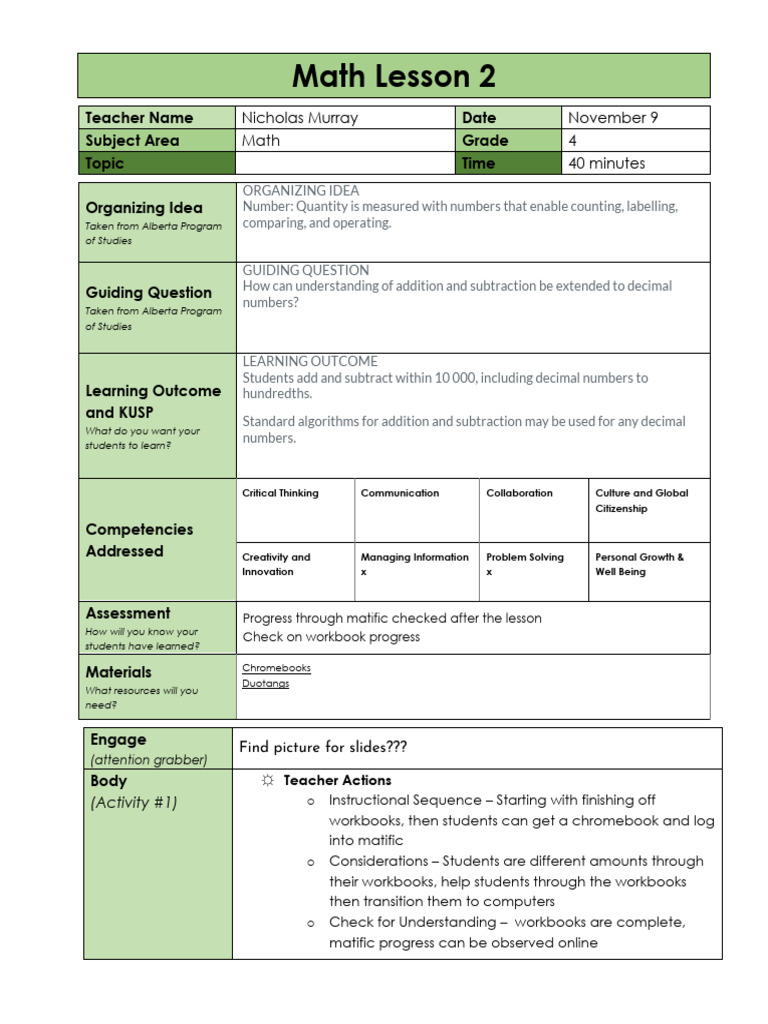 Math Template 1 | PDF | Worksheet | Learning