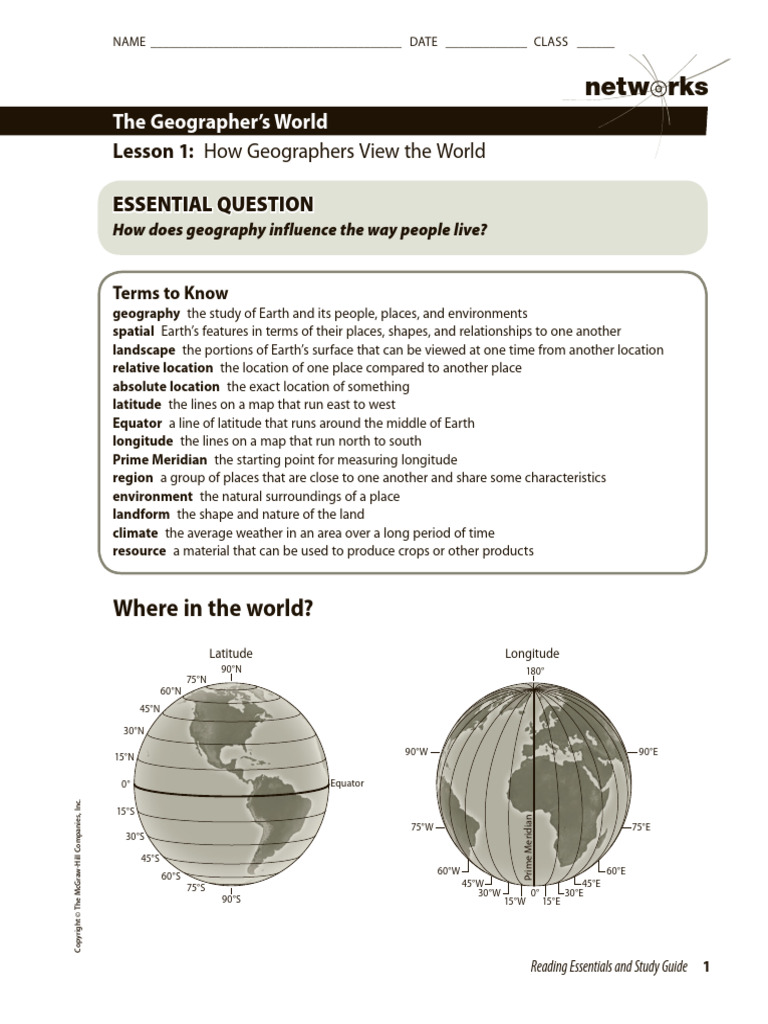 Reading Essentials and Study Guide | PDF | Geography | Longitude