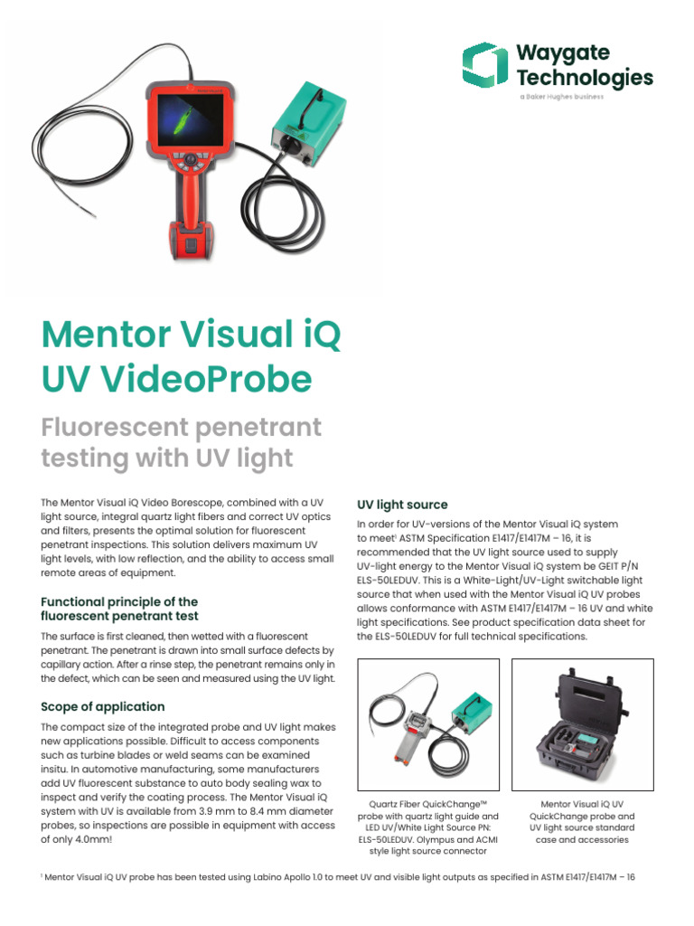MViQ UV Probe Spec Sheet BHCS33368 | PDF | Ultraviolet | Light
