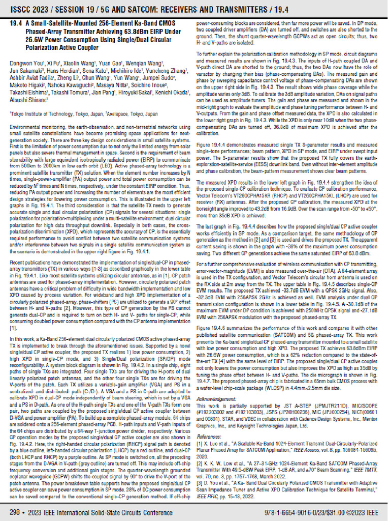 19.4 A Small-Satellite-Mounted 256-Element Ka-Band CMOS Phased-Array ...