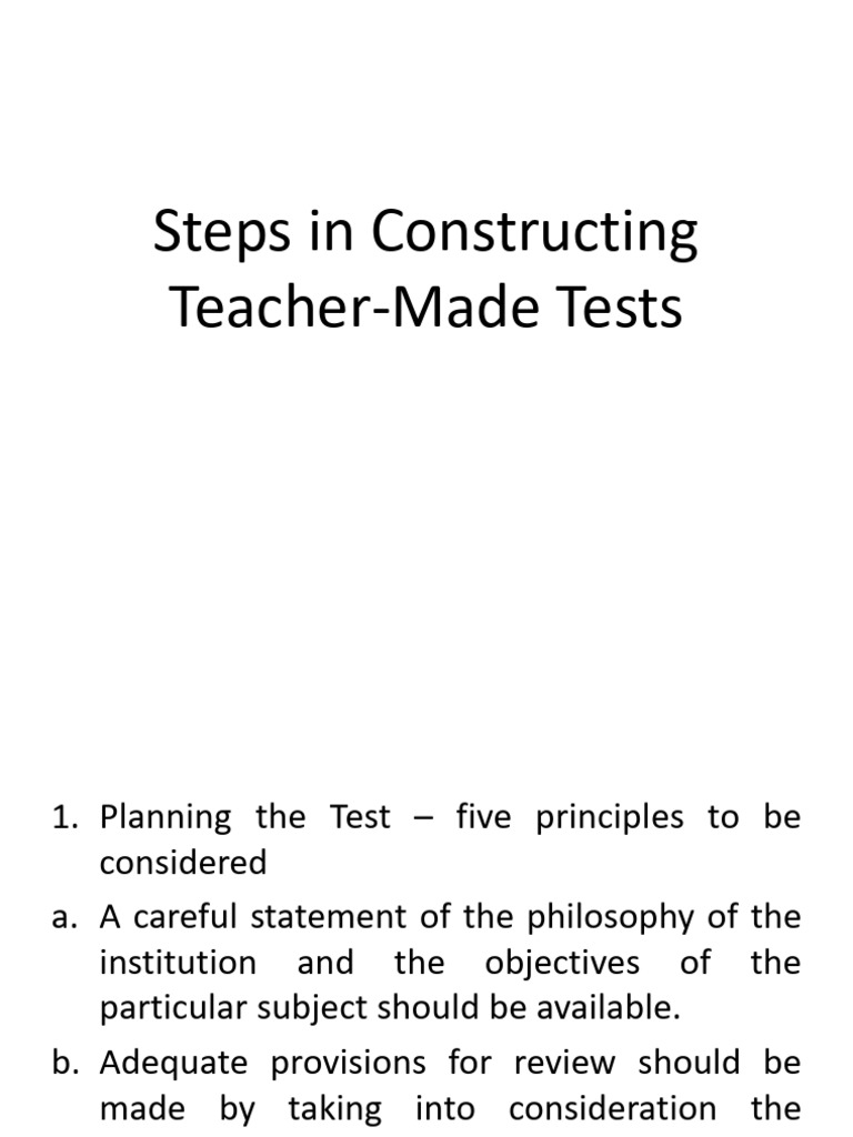 L10 Steps in Constructing Teacher Made Tests Item Analysis Test ...