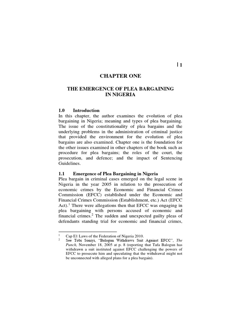 Chapter One Overview of Plea Bargaining in Nigeria | PDF | Plea Bargain ...