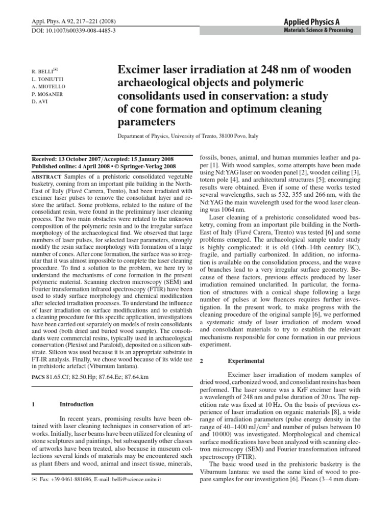 Archaeological Objects and Polymeric Consolidants Used in Conservation | PDF | Infrared ...