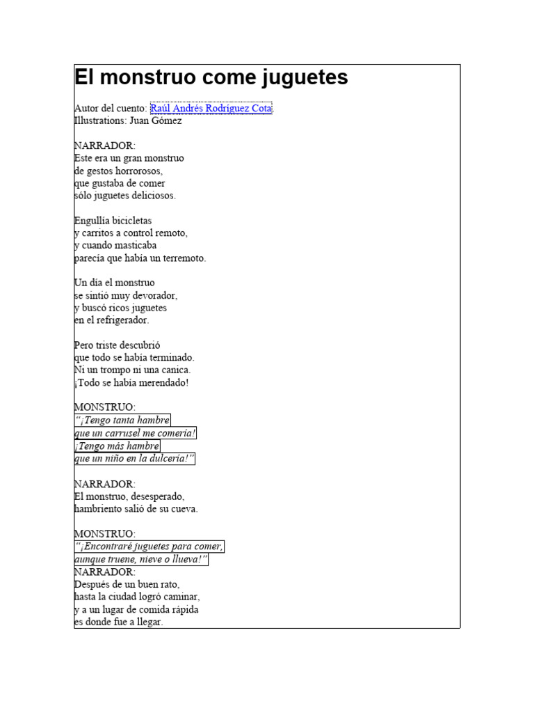 El Monstruo Come Juguetes | PDF | Libros para adolescentes
