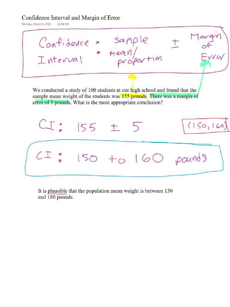 Confidence Interval Notes | PDF
