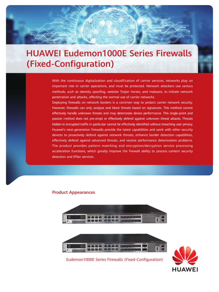 HUAWEI Eudemon1000E Series Firewalls (Fixed-Configuration) | PDF ...