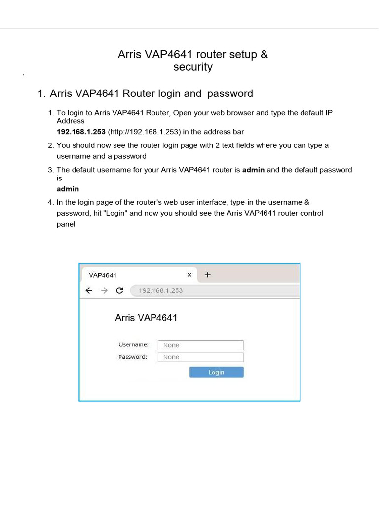 Arris VAP4641 Router Login and Password-253 | PDF | Wi Fi | Password