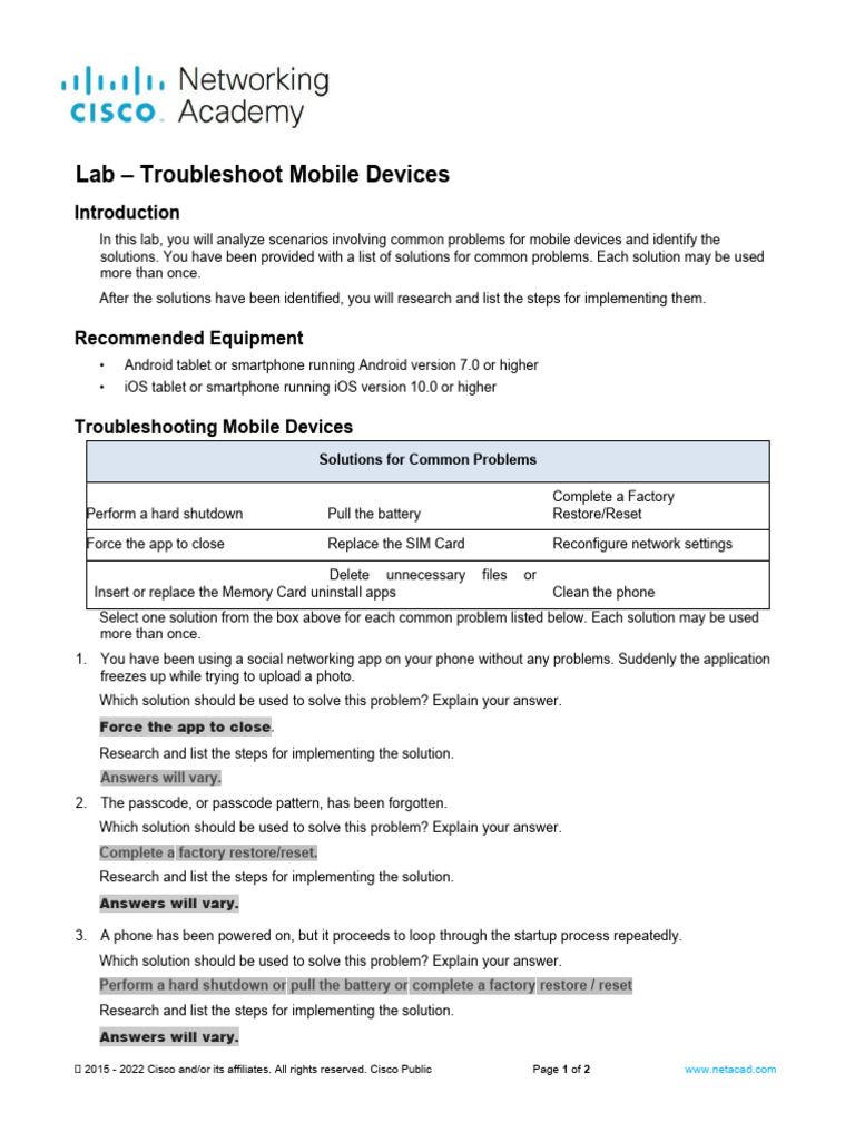 Troubleshooting Mobile Device Issues | PDF | Android (Operating System ...