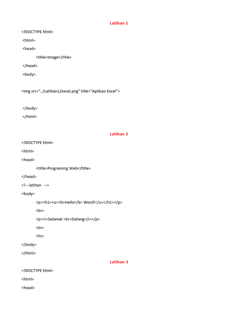 Latihan HTML | PDF | Komputer
