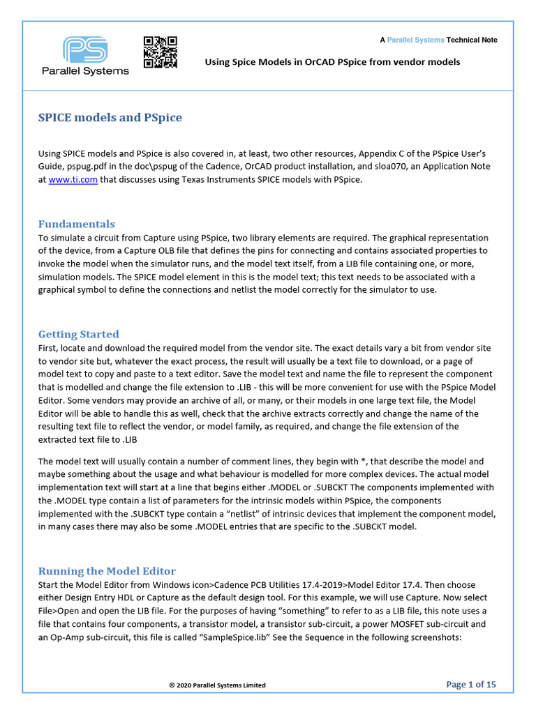 Using SPICE Models in OrCAD PSpice | PDF | Spice | Software Engineering
