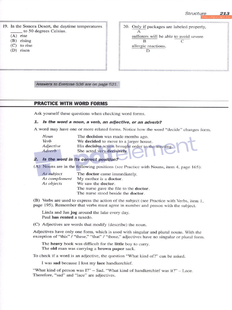 Structure Word Forms Ex. S37-S42 | PDF