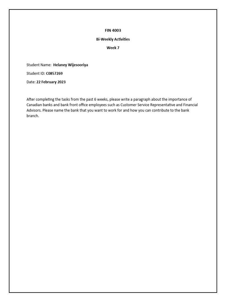 FIN 4003 Week 7 PDF Banks Investment Fund