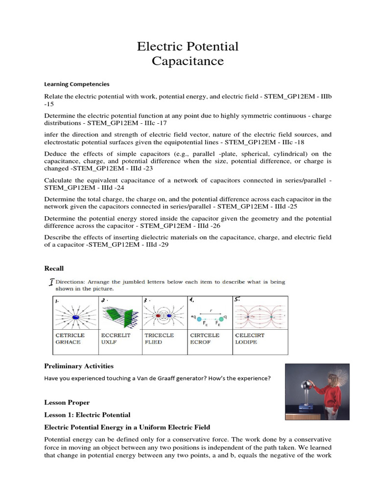 Module 4 - Electric Potential and Capacitance | PDF | Capacitance ...