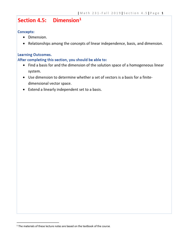 Math 231 Section 4.5 (Sol) | PDF | Basis (Linear Algebra) | Vector Space