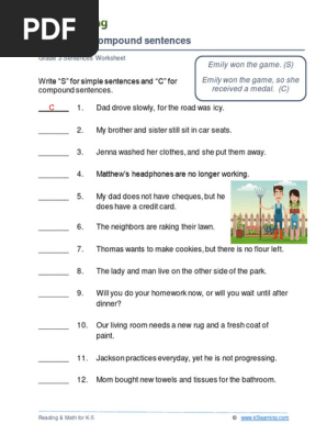 Compound Sentence Worksheet 4th Grade