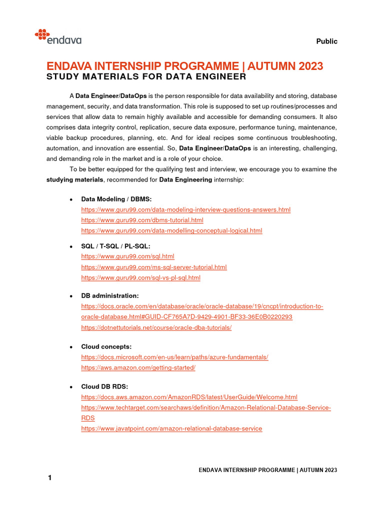 Study Materials - Data Engineer - Autumn 2023 | PDF | Databases ...