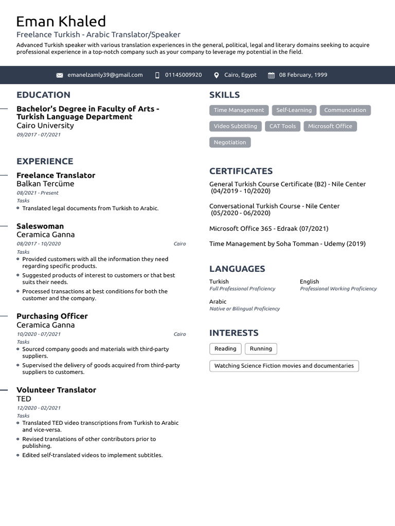 Eman's Resume | PDF | Translations | Human Communication
