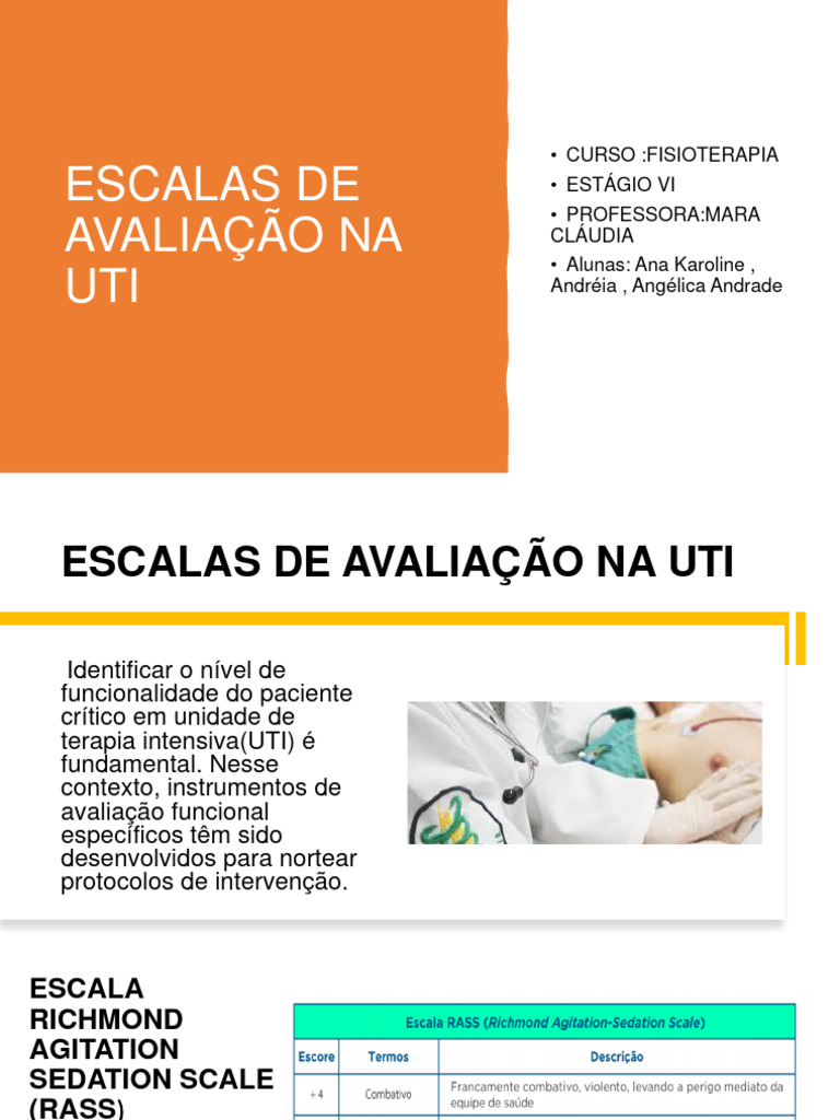 ESCALAS DE AVALIAÇÃO NA UTI | PDF | Unidade de Tratamento Intensivo ...