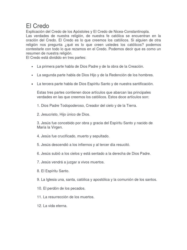 12 Verdades Del Credo de Niceno. | PDF