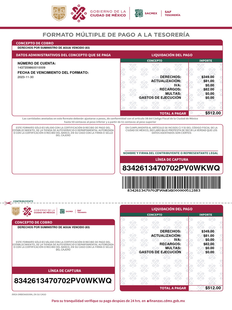 Derechos de Agua Vencidos CDMX | PDF