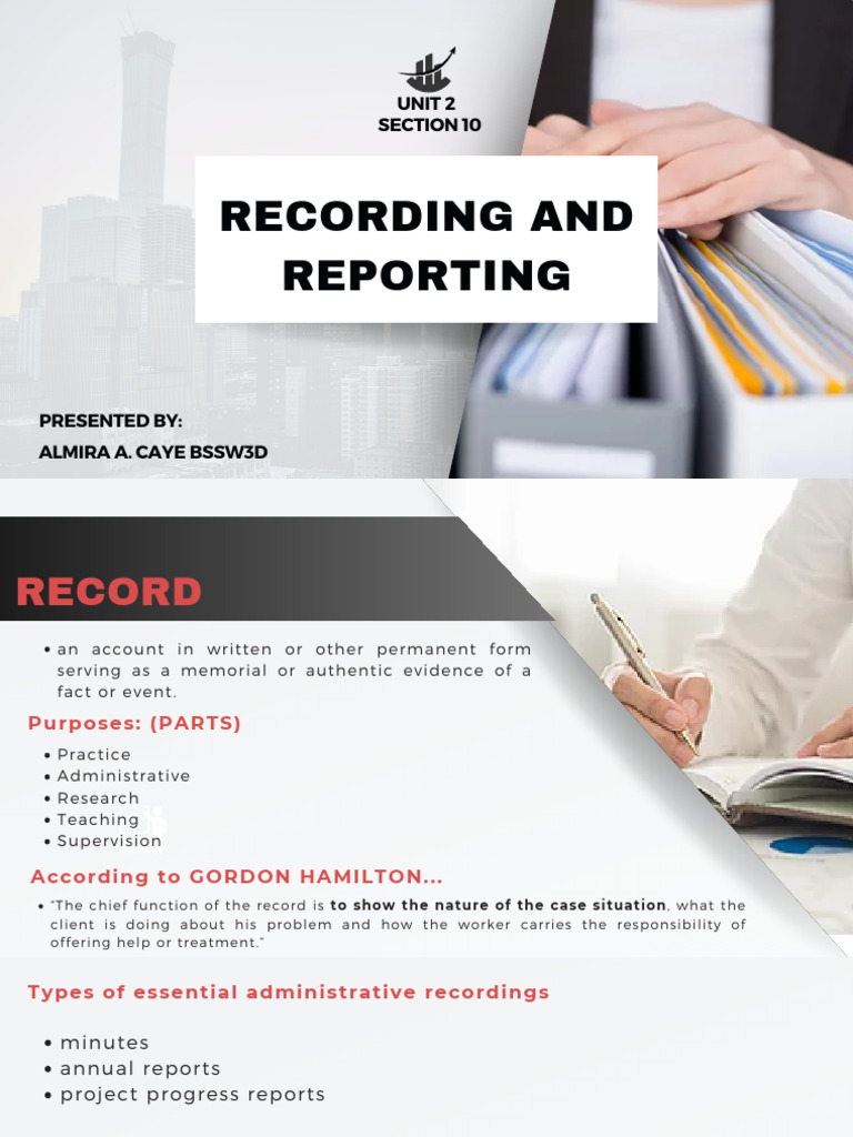 Recording and Reporting | PDF | Social Work | Information