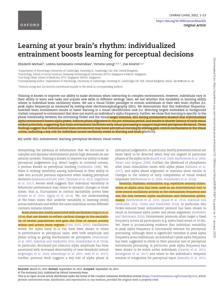 Learning Brain Rythm Pdf Neural Oscillation Electroencephalography