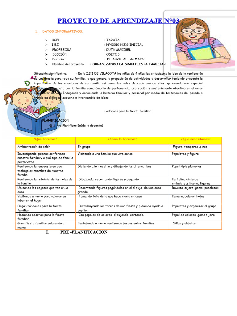 Proyecto 3 Mi Familia | PDF | Bailes | Aprendizaje