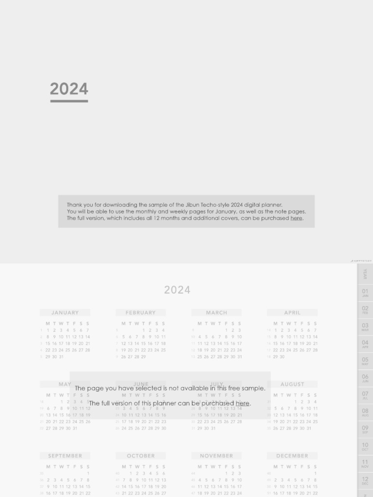 (HappyStudy) 2024 Jibun Techo-Style Planner SAMPLE - Mon Start | PDF