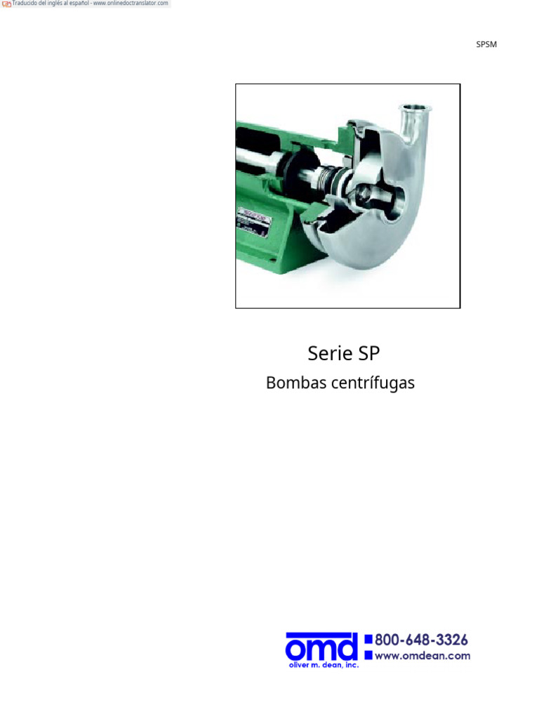 Manual Bombas Serie SP Tri-Clover | PDF | Rodamiento (Mecánico) | Bomba