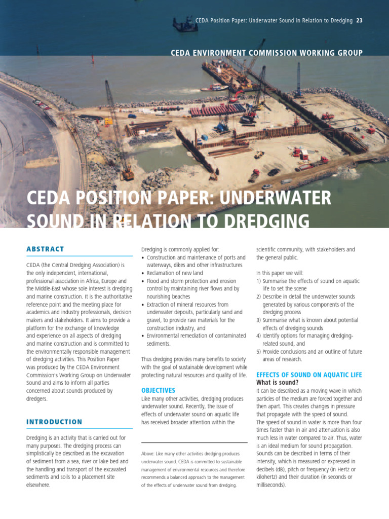 Article Ceda Position Paper Underwater Sound in Relation To Dredging ...