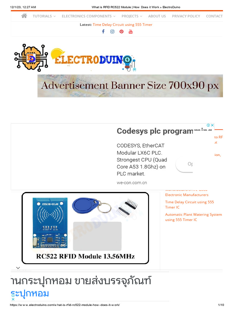What Is RFID RC522 Module - How Does It Work ElectroDuino | PDF | Radio ...