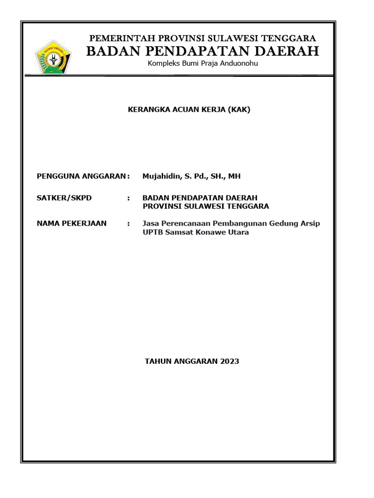 Kak Konsultan Perencana Gedung Arsip Konawe Utara | PDF