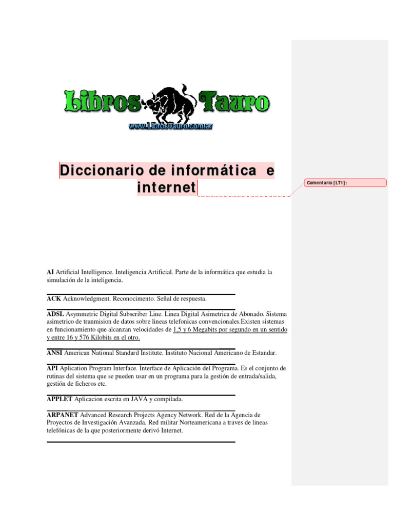 Diccionario de Informatica e Internet | PDF | Red de computadoras ...