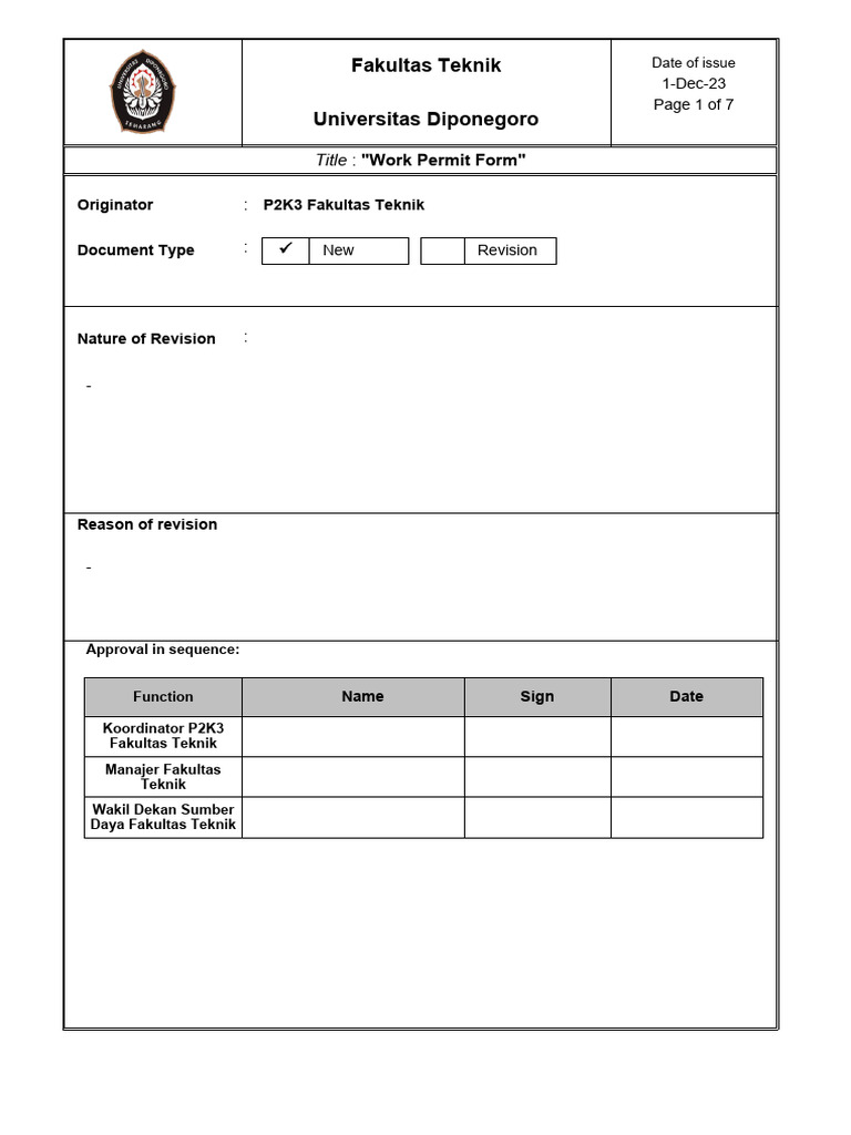 Work Permit Form 1 Pdf Chemistry Physical Sciences 6636