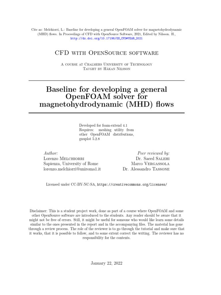 OpenFOAM Solver for MHD Flows | PDF | Magnetohydrodynamics | Fluid Dynamics