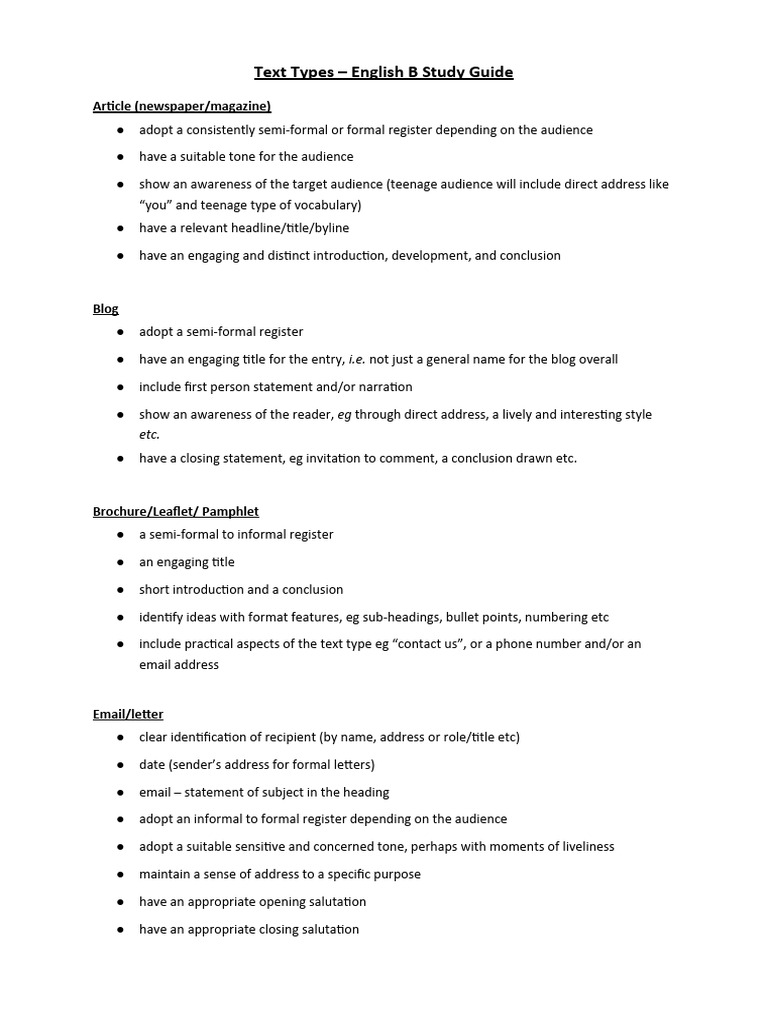 Matching Text Types & Characteristics KEY | PDF | Rhetoric | Essays