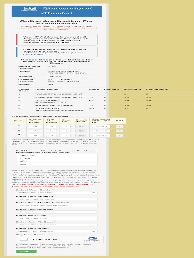 Mms Exam Form | PDF | Search Engine Marketing | Computing