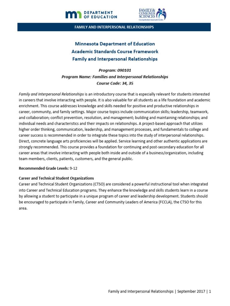 Family and Interpersonal Relationships - Minnesota FACS Frameworks 2017 ...